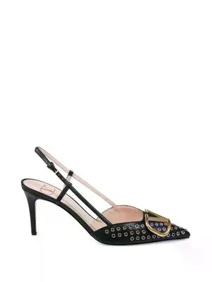 Valentino Garavani Vlogo Eyelet-embellished Heeled Pumps