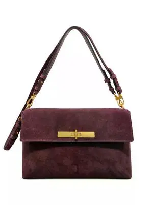 POCHE PARIS Torba Suede Twist-lock Shoulder Bag - Red