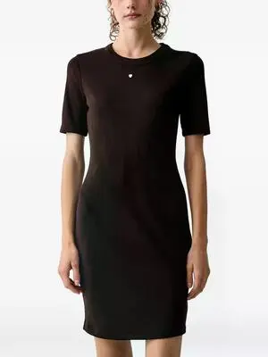 Armani Exchange Ribbed-knit Logo-plaque Mini Dress - Brown