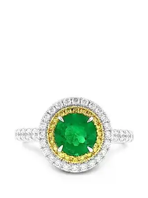HYT JEWELRY Emerald And Diamond Ring - Silver