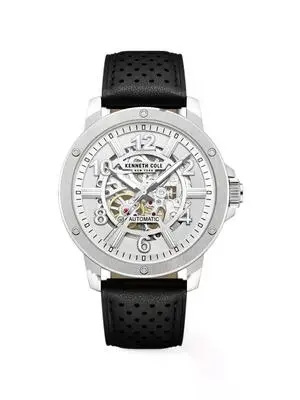 KENNETH COLE Skeleton 44mm Automatic Watch - Silver