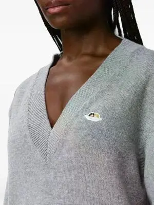 Fiorucci Angels Patch V-neck Sweater - Grey