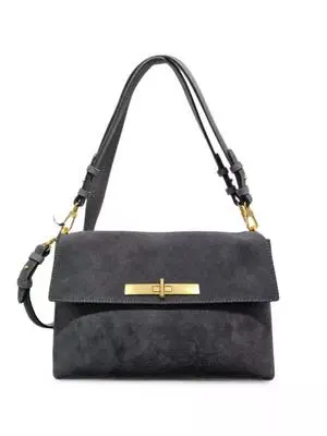 POCHE PARIS Torba Suede Twist-lock Shoulder Bag - Grey