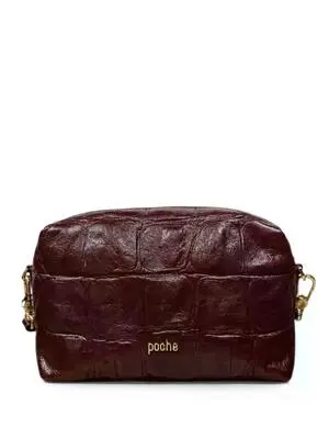 POCHE PARIS Croc-effect Leather Clutch Bag - Red