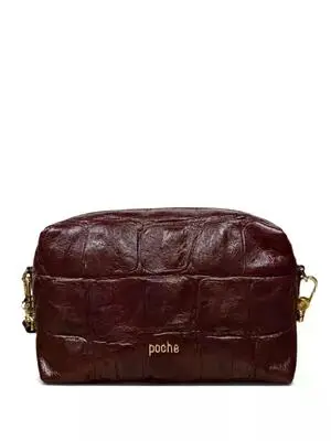POCHE PARIS Croc-effect Leather Clutch Bag - Red