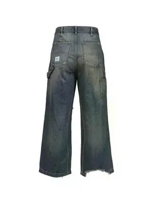 DAIRIKU Distressed Double-knee Jeans - Blue