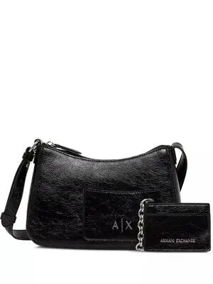 Armani Exchange Mini Logo-plaque Crinkled-finish Tote Bag - Black