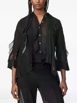 ALLSAINTS Ruffled Pleated Blouse - Black