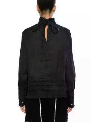 MARIA TURRI Frayed High-neck Top - Black