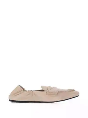 Miu Miu Ruches Nappa Leather Loafers - Neutrals