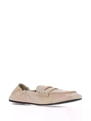 Miu Miu Ruches Nappa Leather Loafers - Neutrals