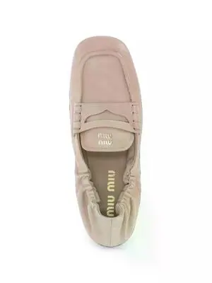 Miu Miu Ruches Nappa Leather Loafers - Neutrals