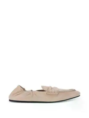 Miu Miu Ruches Nappa Leather Loafers - Neutrals