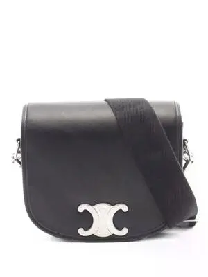 Celine 2010s Triomphe Shoulder Bag Black
