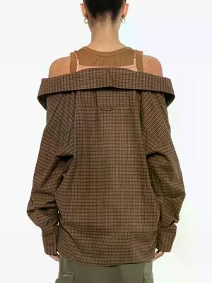 Mihara Yasuhiro Checked Cold-shoulder Shirt