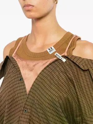Mihara Yasuhiro Checked Cold-shoulder Shirt