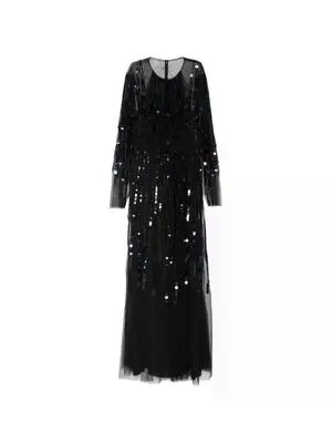 Alberta Ferretti Sequin-embellished Tulle Maxi Dress - Black