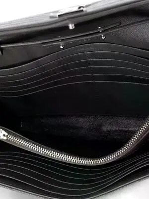 Saint Laurent Classic Monogram Wallet On Chain Matelasse Chevron Leather Medium Crossbody Bag - Grey