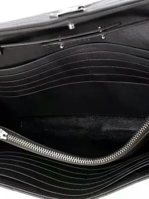 Saint Laurent Classic Monogram Wallet On Chain Matelasse Chevron Leather Medium Crossbody Bag - Grey