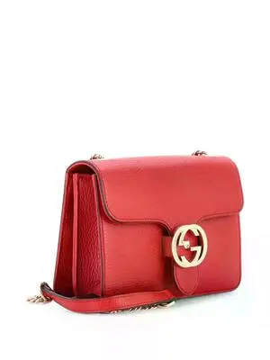 Gucci Interlocking Leather Small Shoulder Bag - Red