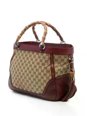 Gucci 2016-2026 Medium Gg Canvas New Bamboo Tassel Tote Bag