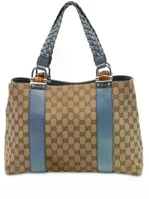 Gucci 2021-2026 Medium Gg Canvas Bamboo Libeccio Tote Bag - Neutrals