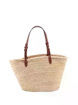 Prada 2010-2026 Woven Palm And Leather Tote Bag