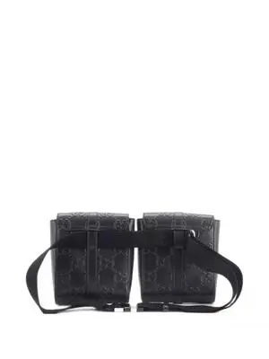 Gucci Double Gg Embossed Perforated Leather Belt Bag