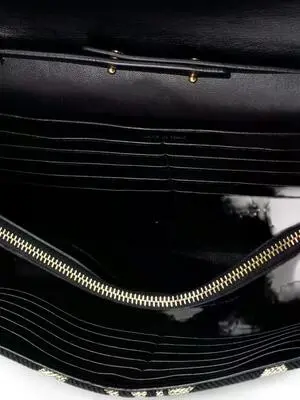 Saint Laurent Classic Monogram Wallet On Chain Woven Fabric Shoulder Bag