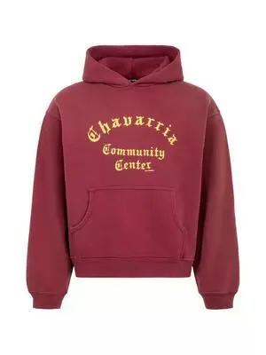 WILLY CHAVARRIA Chavarria Community Center Shrunken Cotton Hoodie - Red