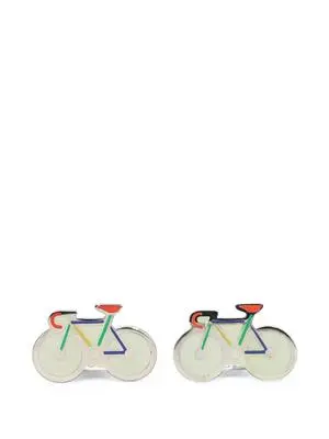 Paul Smith Bicycle-motif Enamel-plated Cufflinks - Silver