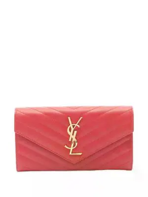Saint Laurent 2010s Cassandre Matelassé Long Wallet - Red