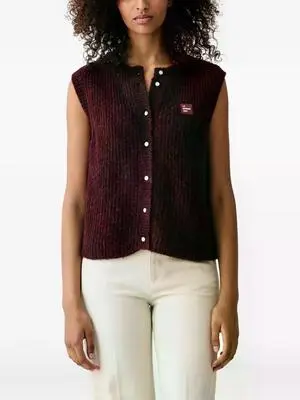 American Vintage Ribbed-knit Logo-patch Cardigan