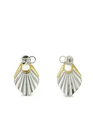 HYT JEWELRY Yellow And White Diamond Earrings - Silver