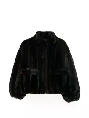 Apparis Faux-fur Funnel-neck Coat - Black