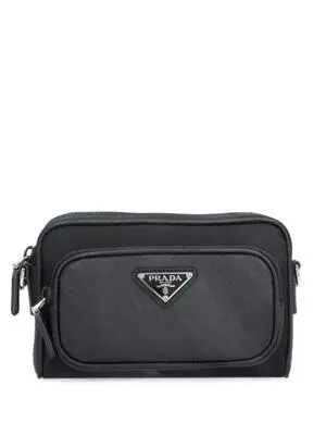 Prada Logo-plaque Shoulder Bag - Black