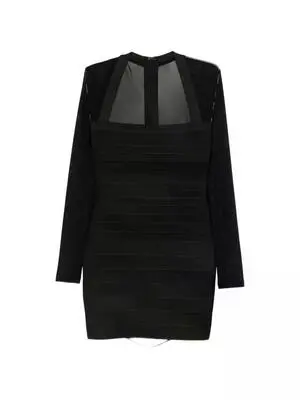 Herve Leger Mesh-panel Bandage Mini Dress - Black