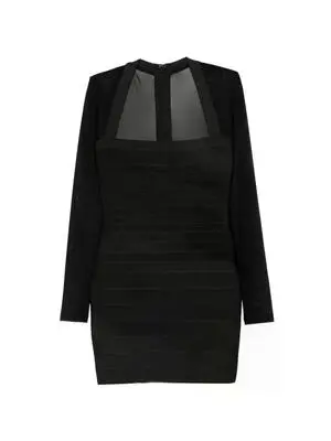 Herve Leger Mesh-panel Bandage Mini Dress - Black