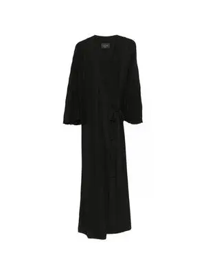PHILIA LOFT V-neck Pleated-sleeve Maxi Dress