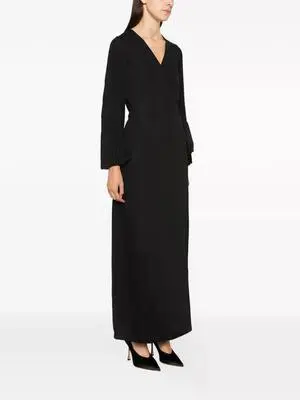 PHILIA LOFT V-neck Pleated-sleeve Maxi Dress