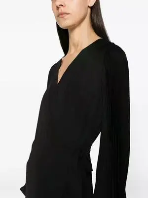 PHILIA LOFT V-neck Pleated-sleeve Maxi Dress