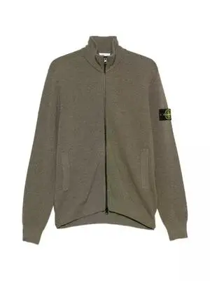 Stone Island Logo-patch Zip-up Cardigan - Green
