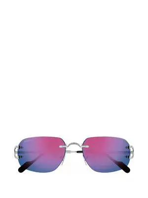 Cartier Rimless Rectangle-frame Sunglasses - Silver