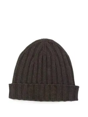 FILIPPO DE LAURENTIIS Ribbed-knit Cashmere Beanie Hat - Brown