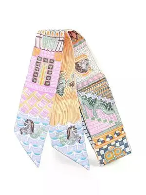 Hermès 2010s Super Silk Quest Ribbon Scarf - Pink