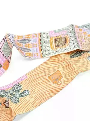 Hermès 2010s Super Silk Quest Ribbon Scarf
