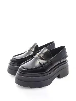 ALEXANDER WANG 2010s Metal Logo Platform Loafers - Black