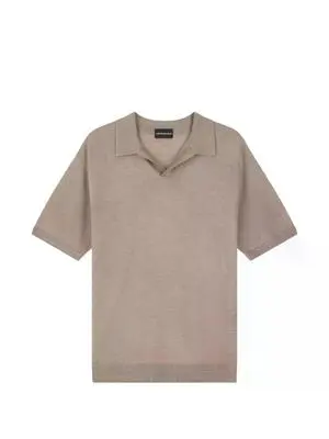 Emporio Armani Ribbed-collar V-neck T-shirt - Neutrals