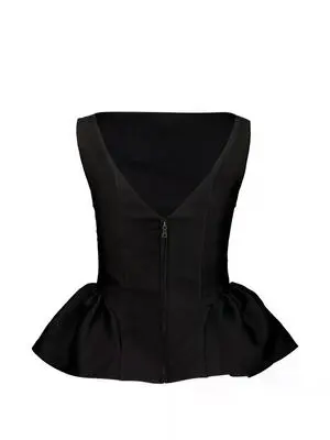 Roland Mouret Taffeta Gathered-hem Top