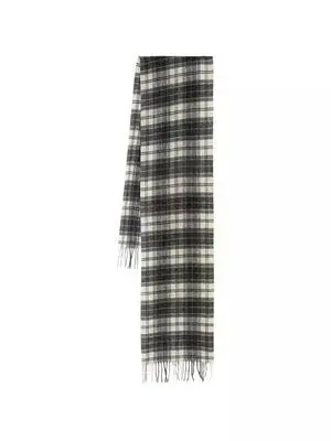 Barbour Tartan-check Fringed Scarf - Grey